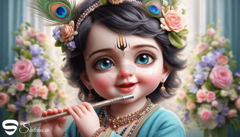 Baby Shree Krishna with Mother Yashoda Portrait 2 - Rectangular ...