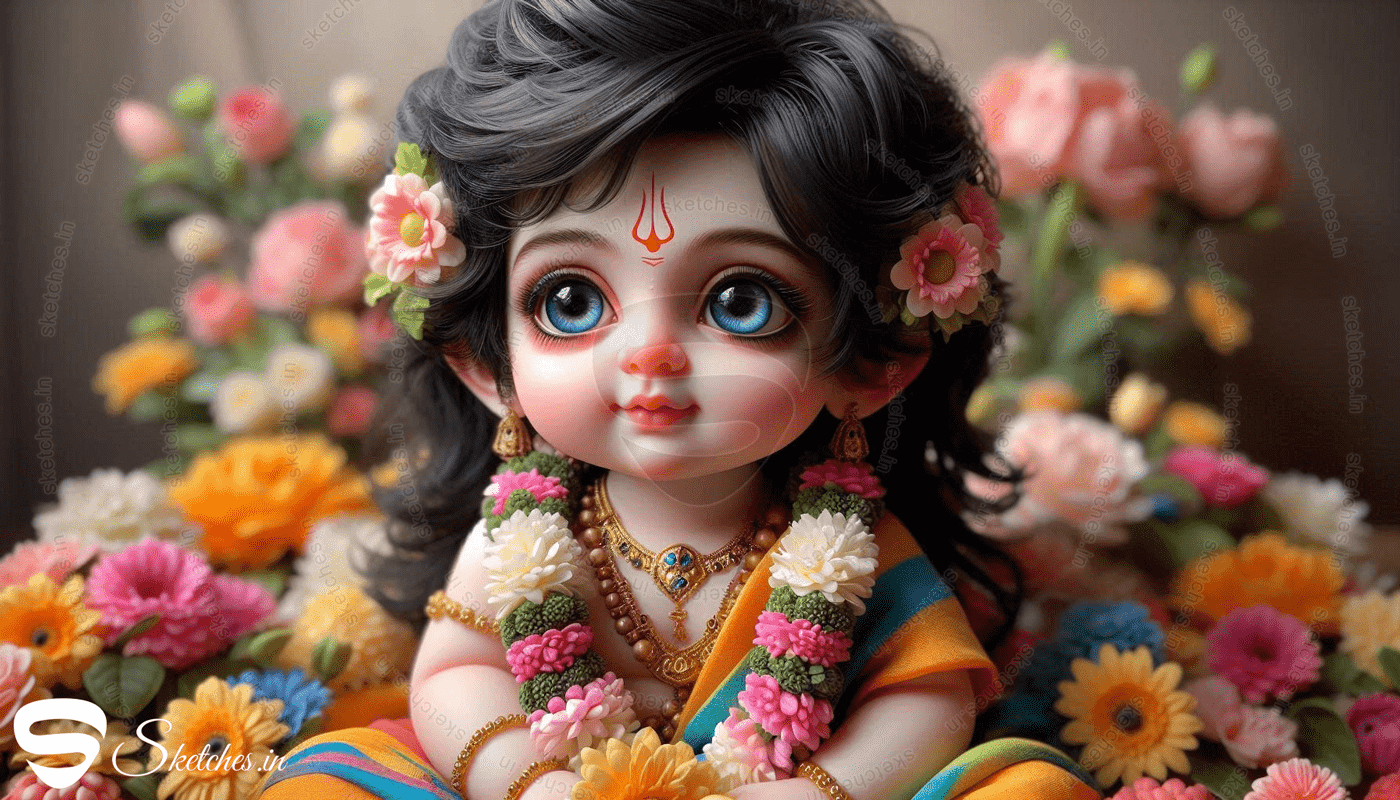 Baby Shree Ram Portrait - Rectangular - Sketches.in